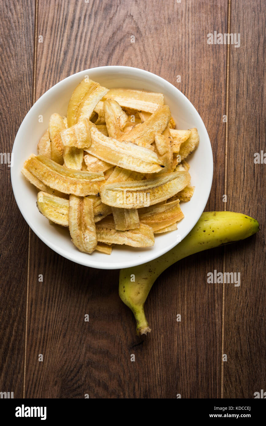 Stock Photo of Healthy Homemade Kela or Banana chips or wafers or ...