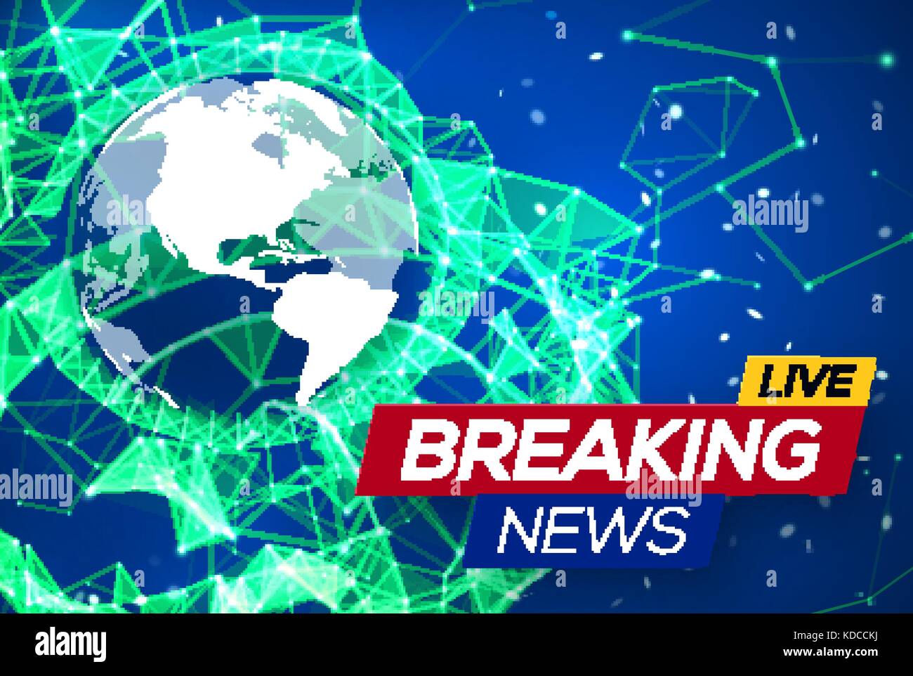 Breaking News Live with World Map on Blue Glowing Plexus Structure ...