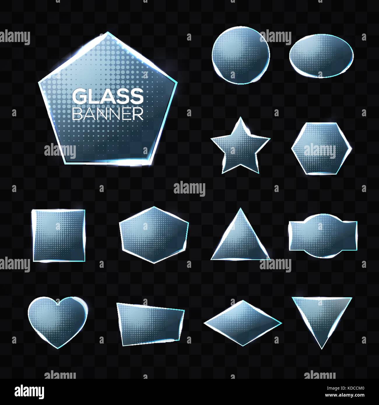 Glass plates set. Triangle, square, rectangle, hexagon, pentagon, star ...