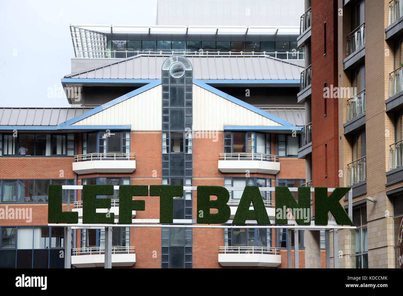 Left Bank sign at Spinningfields in Manchester Stock Photo - Alamy