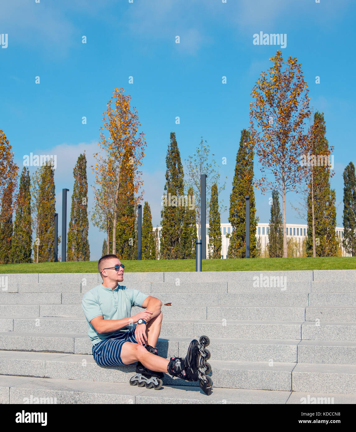 man rollerblading in the Park Stock Photo - Alamy