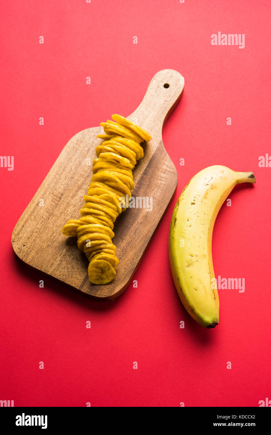 Stock Photo of Healthy Homemade Kela or Banana chips or wafers or ...