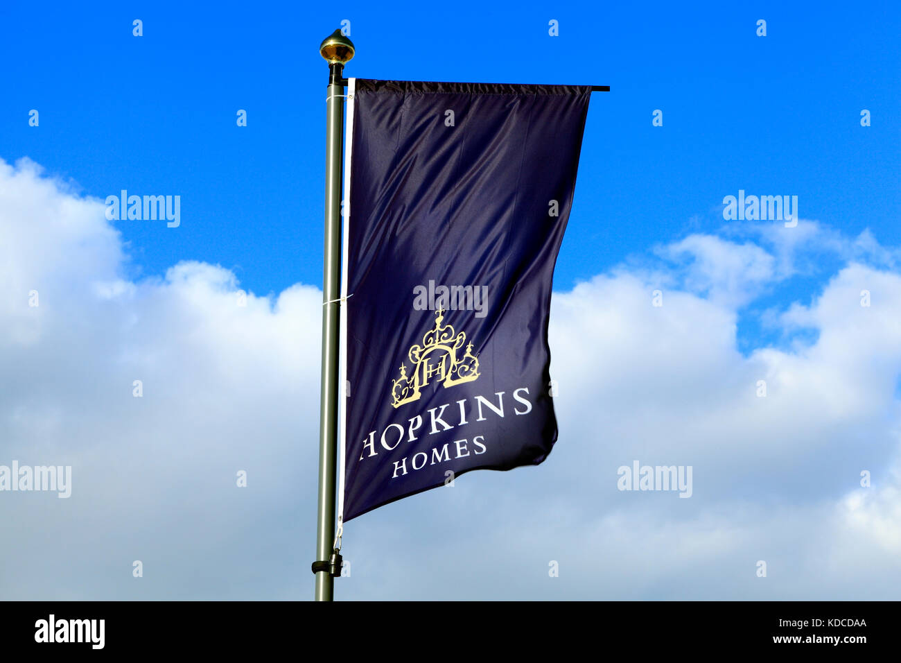 Hopkins Homes, housing developers, flag, sign, banner, logo, Heacham ...