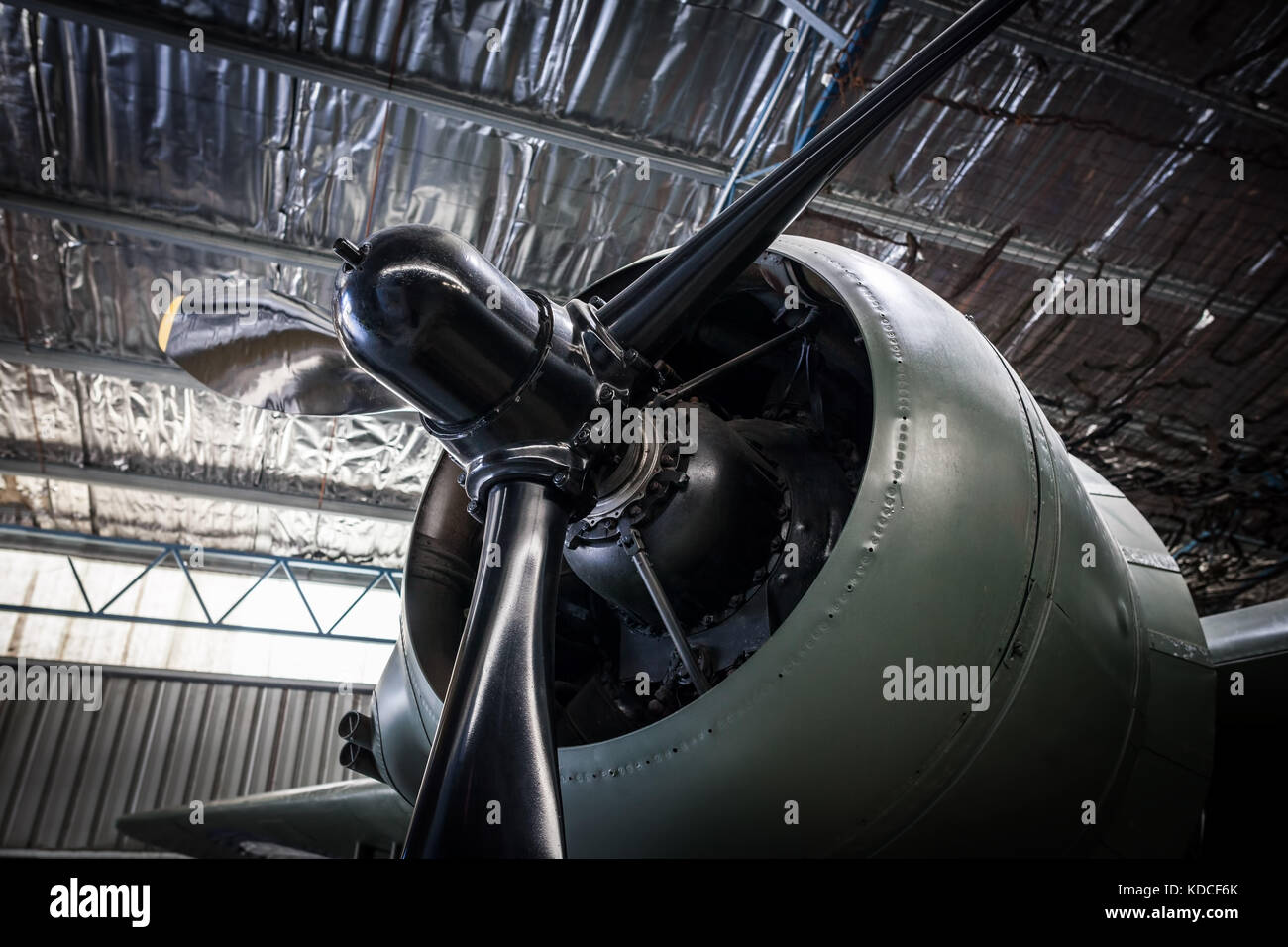 Old aircraft propeller engine closeup Stock Photo - Alamy
