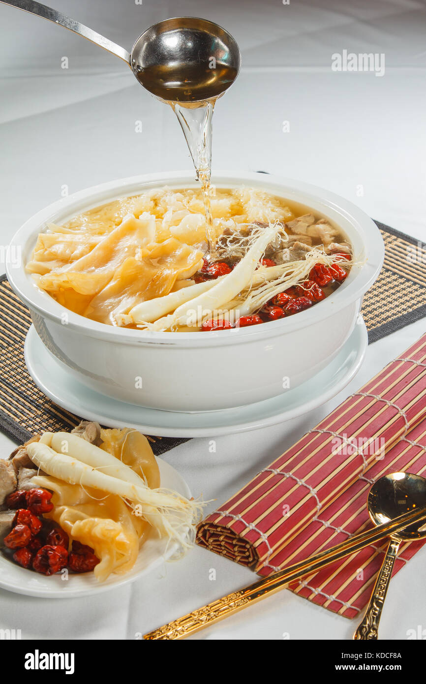 chinese supreme chicken or seafood broth Stock Photo - Alamy