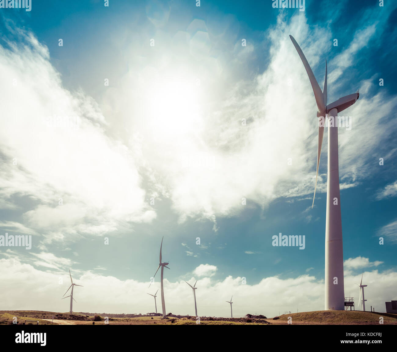 Wind farm on hot summer day in Australia Stock Photo - Alamy