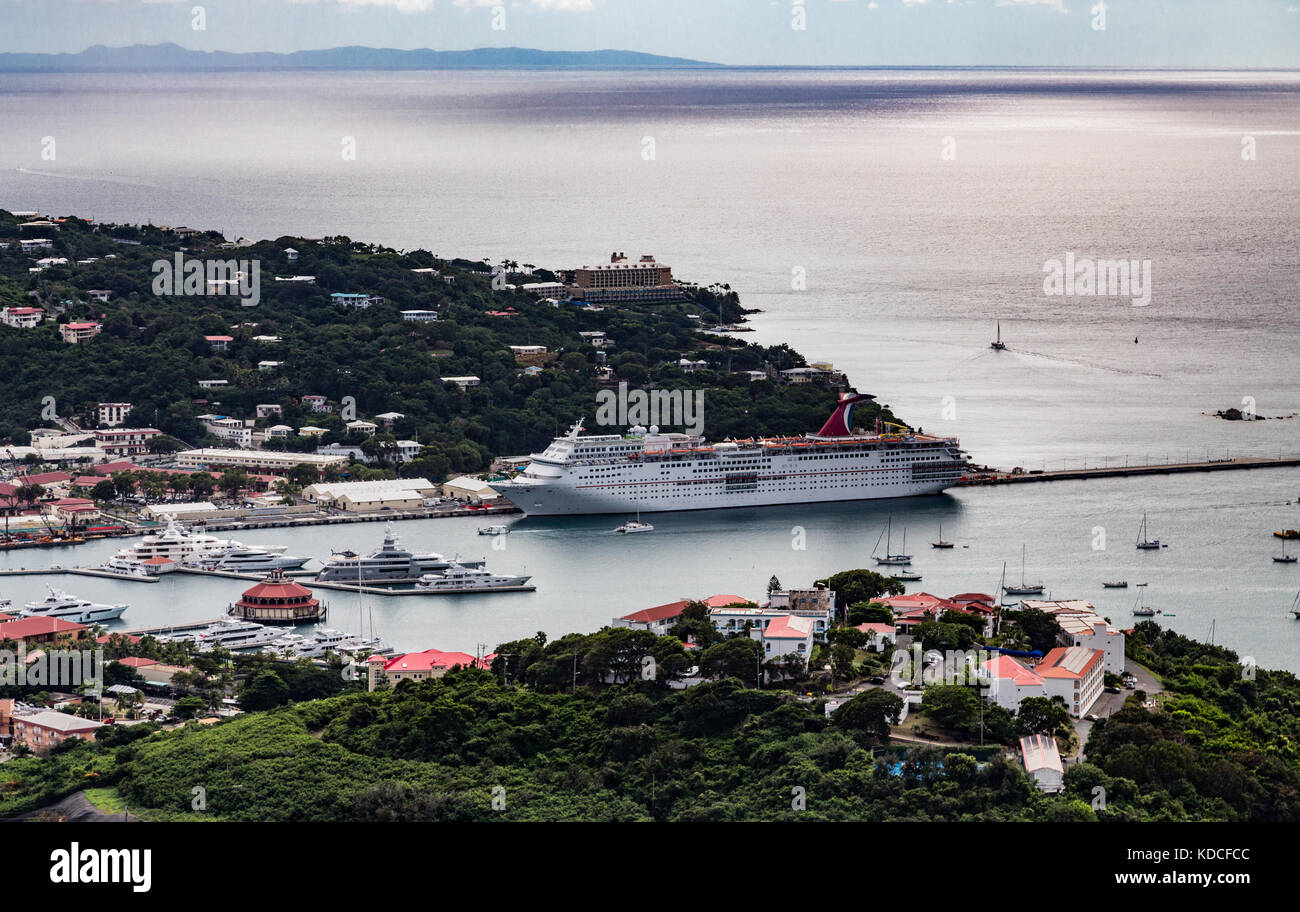 Cruise Ship by Yachts in St Thomas Harbor Stock Photo - Alamy