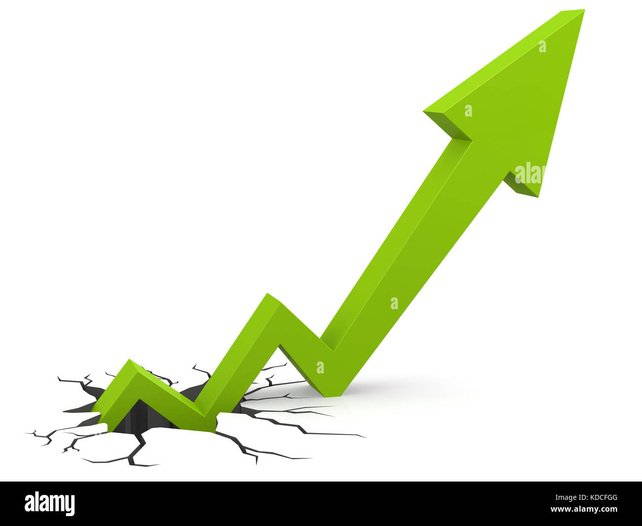 Green arrow break out from ground, 3D rendering Stock Photo - Alamy
