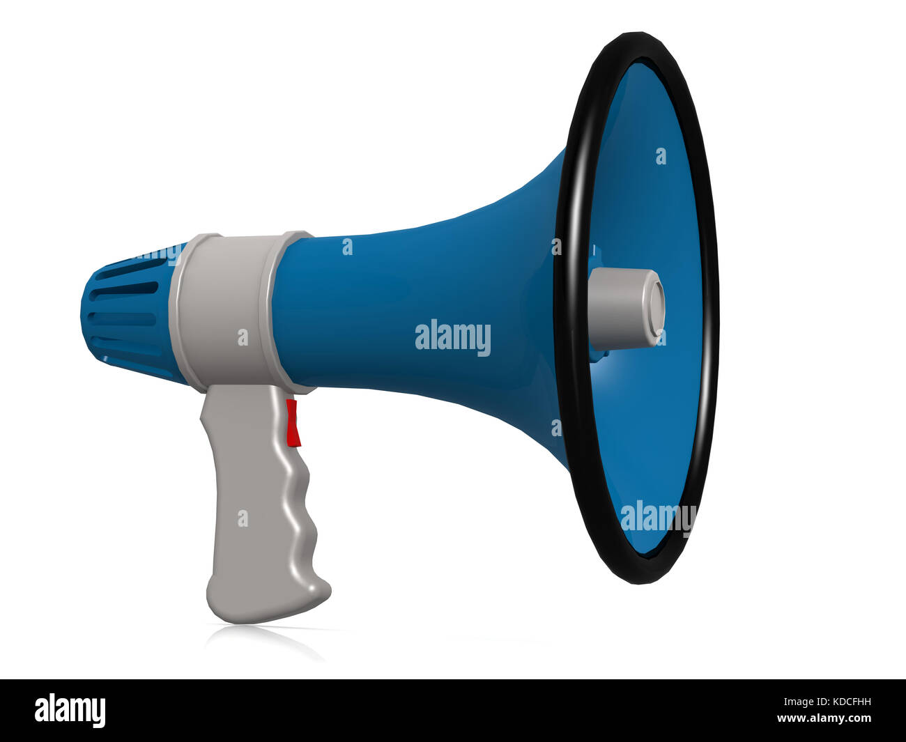 Blue megaphone isolated on white, 3D rendering Stock Photo - Alamy