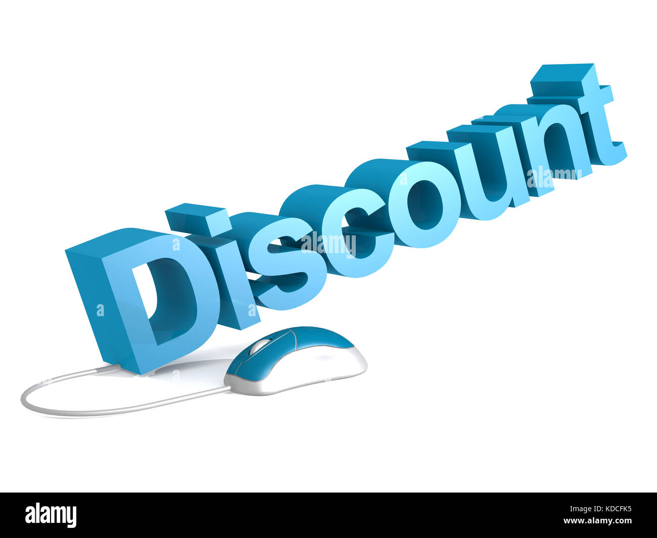 Discount word with blue mouse, 3D rendering Stock Photo - Alamy