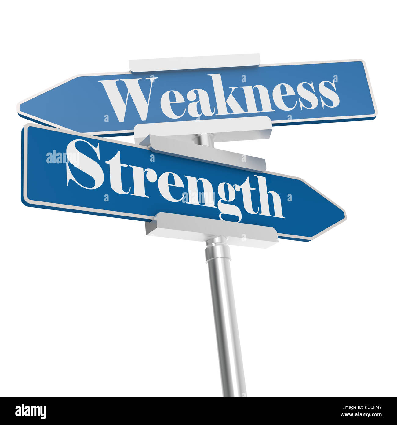 Strength and weakness signs, isolated on white. 3D rendering Stock ...