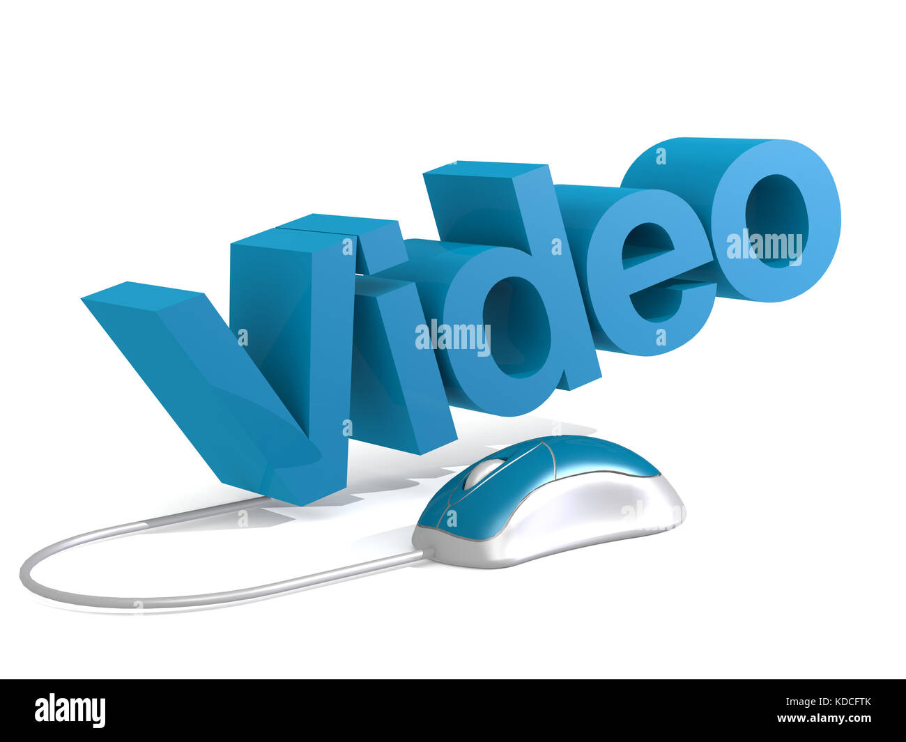 Video word with blue mouse, 3D rendering Stock Photo - Alamy
