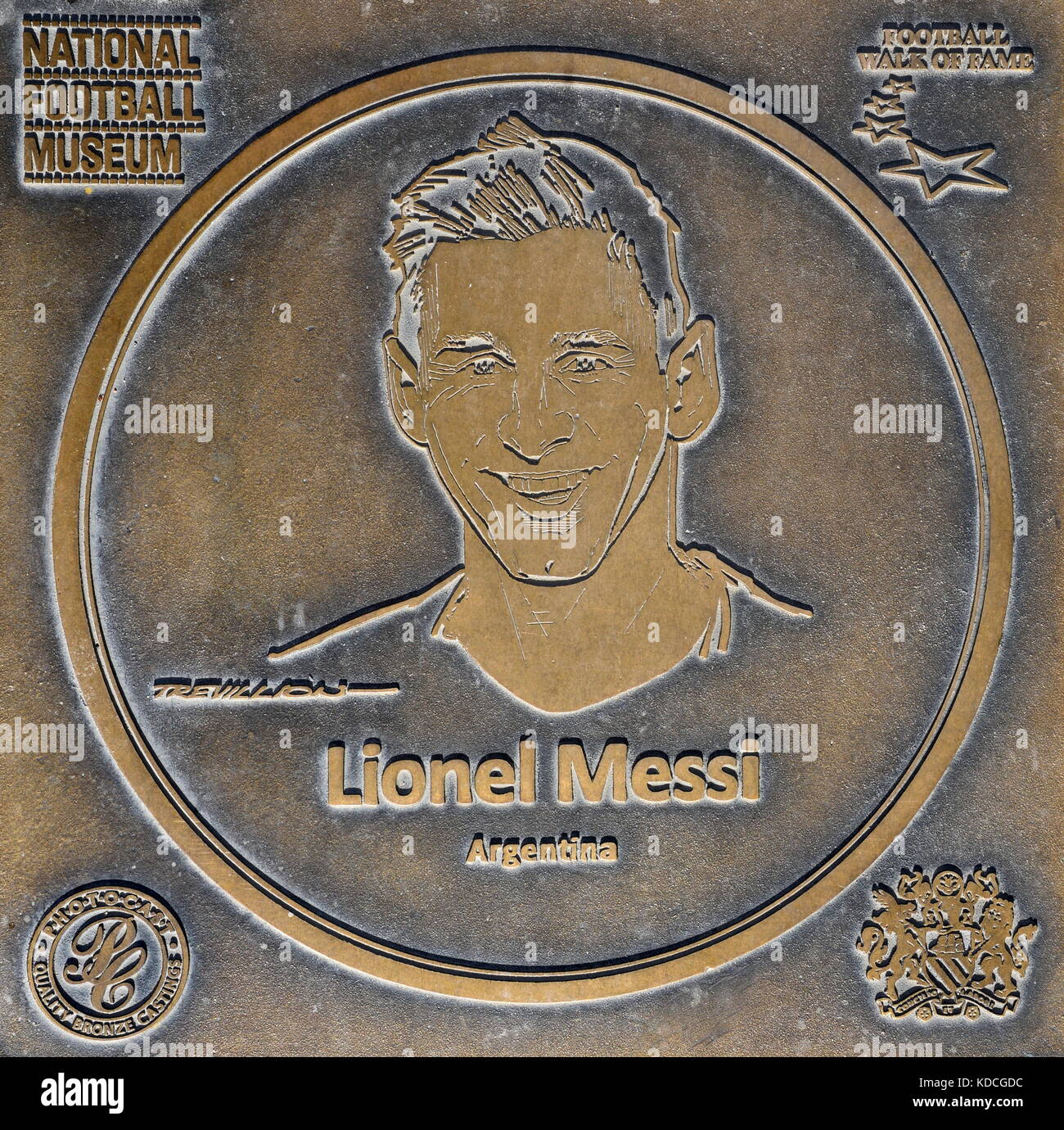 Lionel Messi plaque at the National Football Museum Stock Photo - Alamy