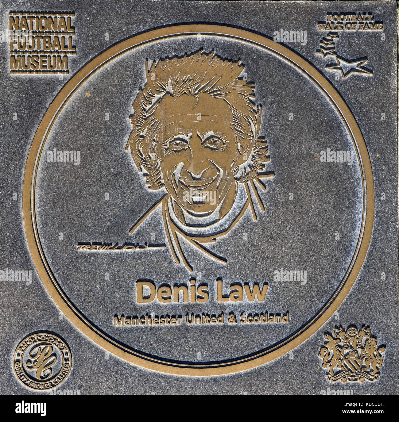 Denis Law plaque at the National Football Museum Stock Photo - Alamy