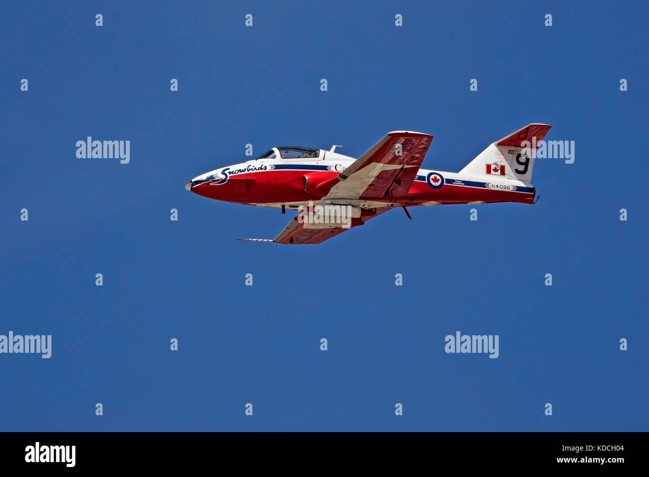 Airplanes RCAF Snowbirds jet team performing at the Huntington Beach ...