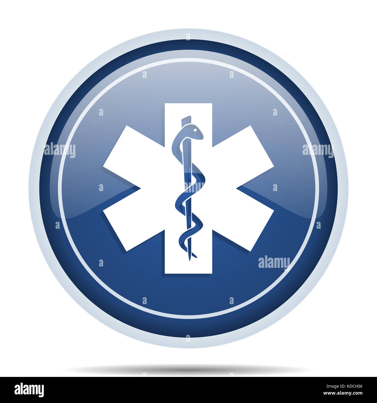 Emergency blue round web icon. Circle isolated internet button for ...