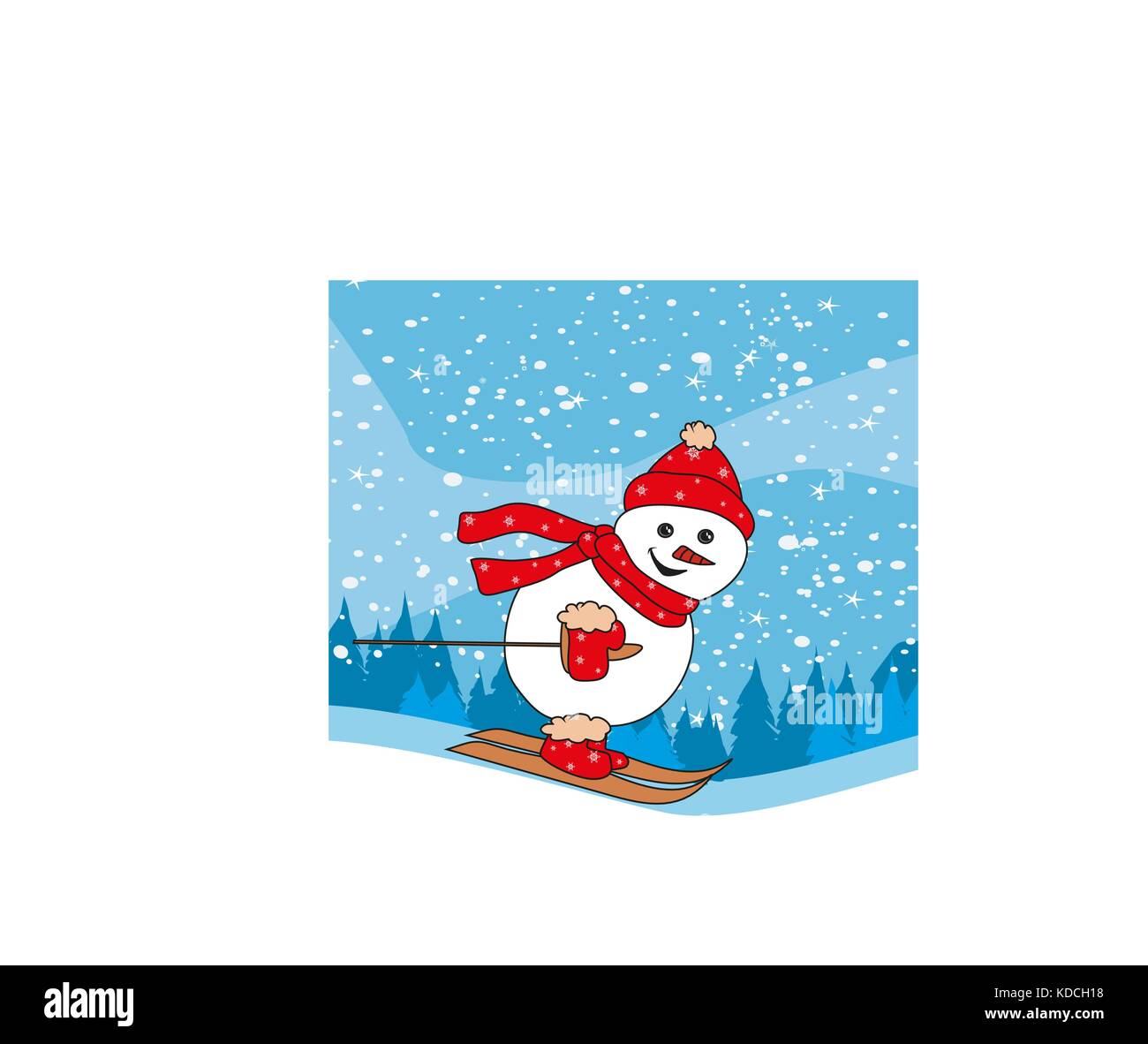 Christmas cartoon character, skiing snowman Stock Vector Image & Art ...