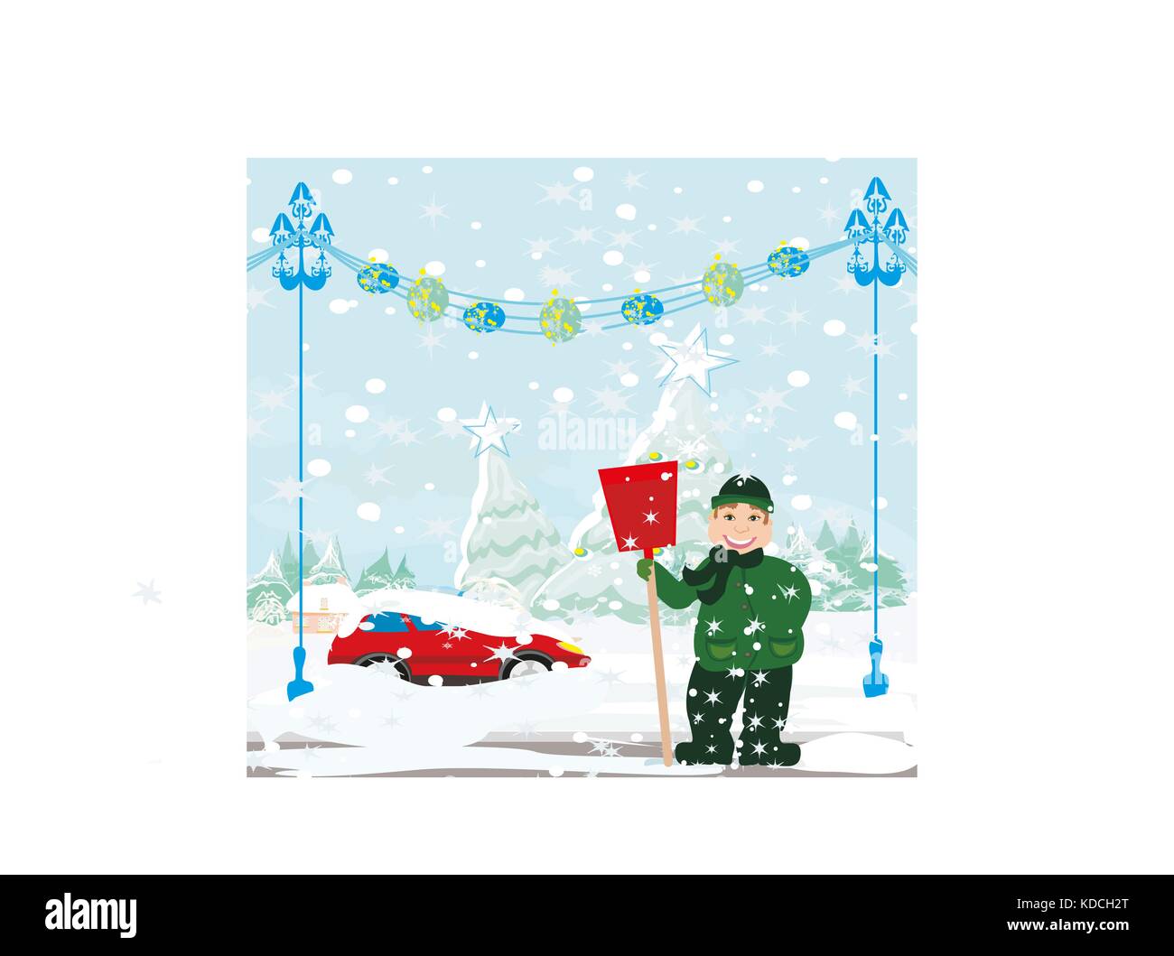 Snow covered street in Stock Vector Images - Alamy