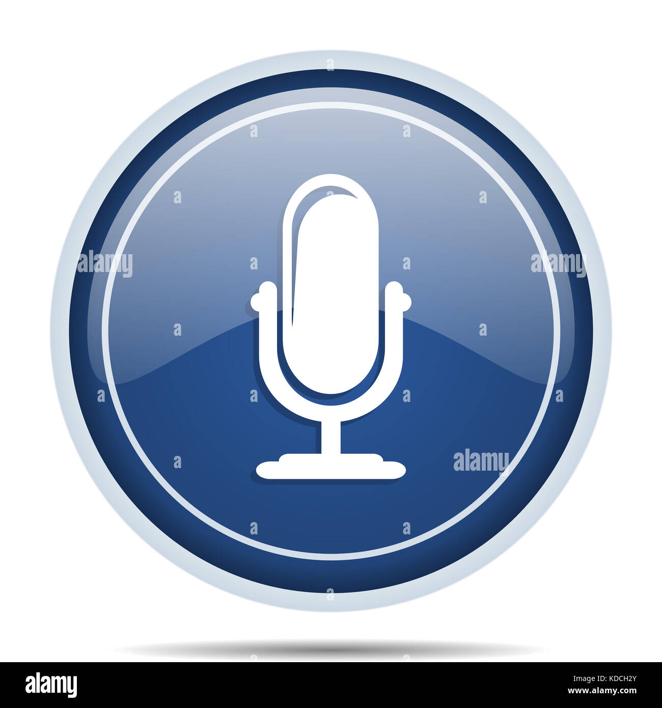 Microphone blue round web icon. Circle isolated internet button for ...