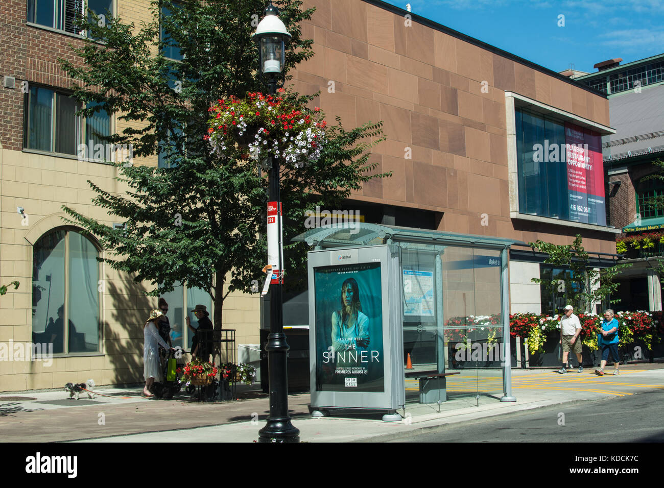 Toronto Canada information board arch arches path pavement people ...