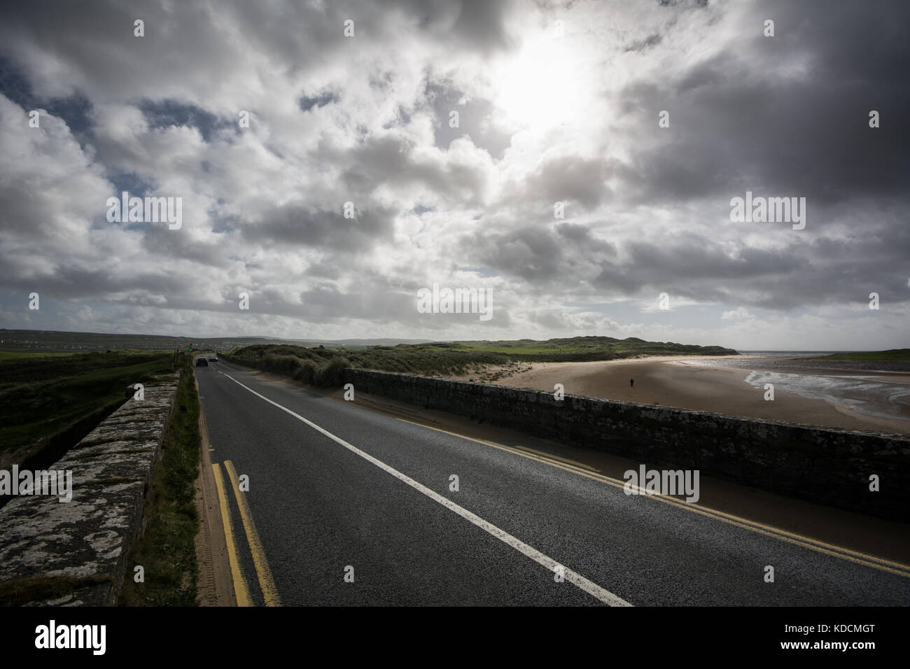 Road from Liscannor into Lahinch past the Inagh river estuary along the ...