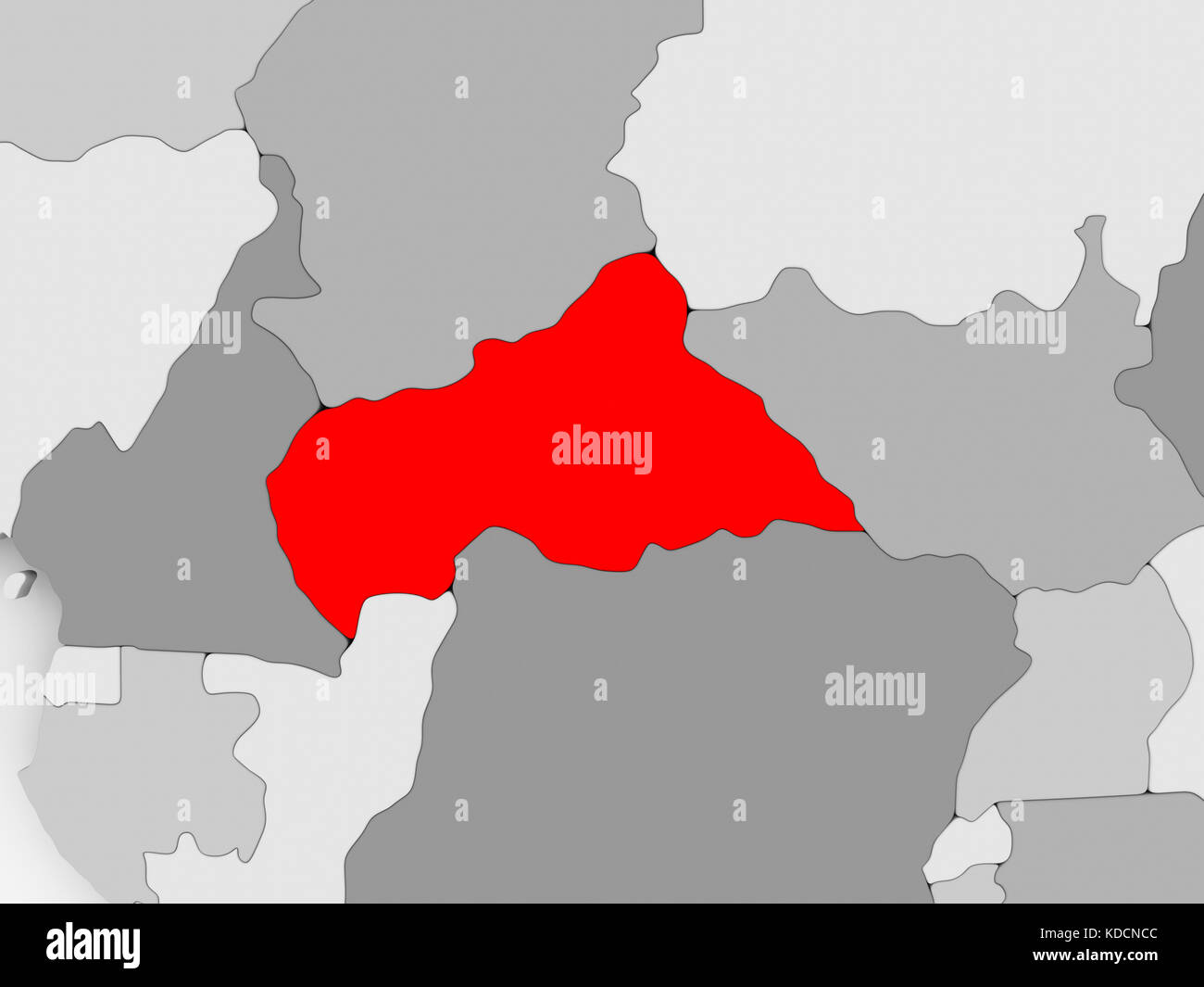 Central Africa in red on grey political map. 3D illustration Stock ...
