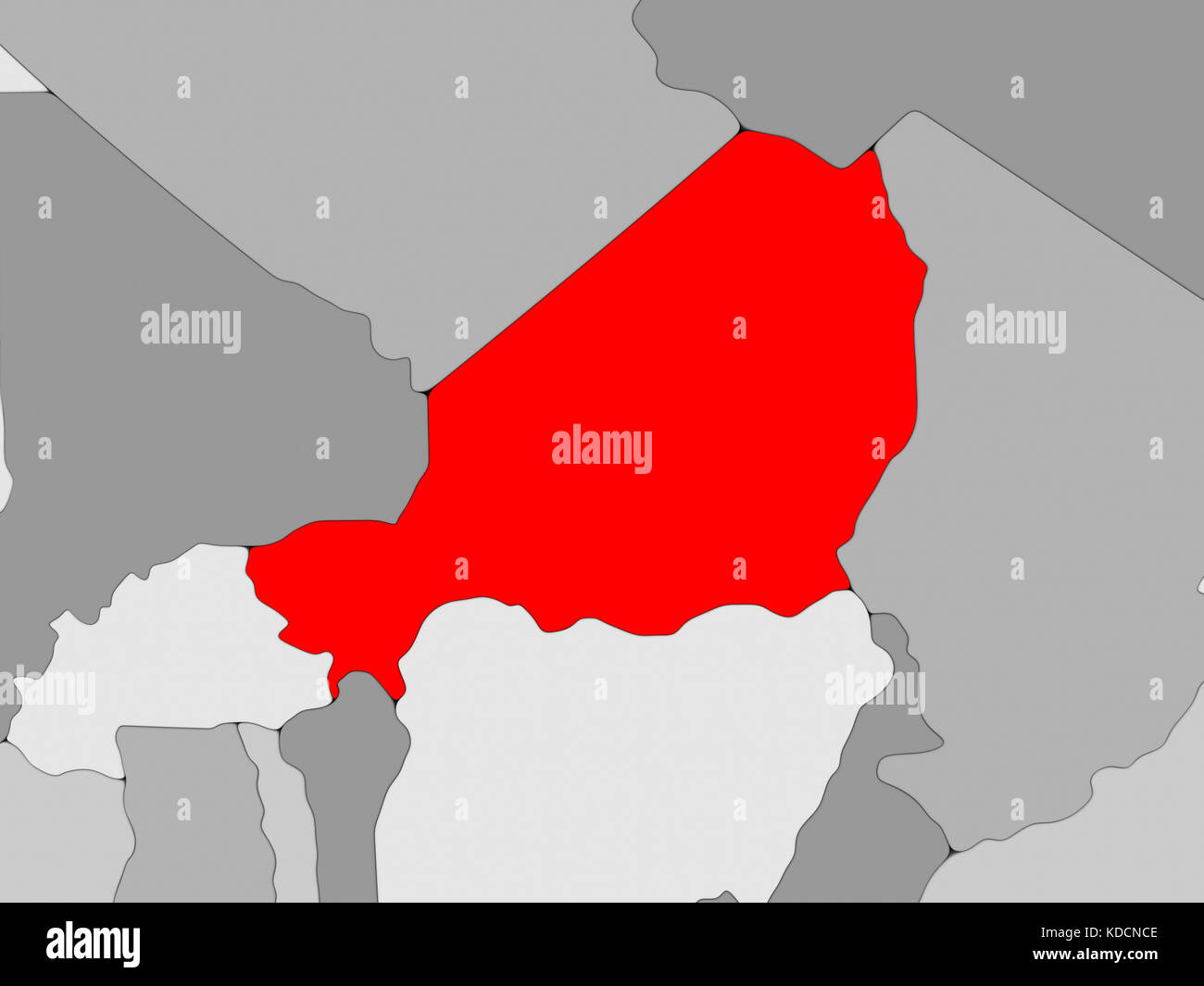 Niger in red on grey political map. 3D illustration Stock Photo - Alamy