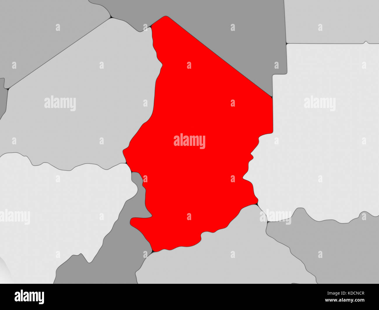 Chad in red on grey political map. 3D illustration Stock Photo - Alamy