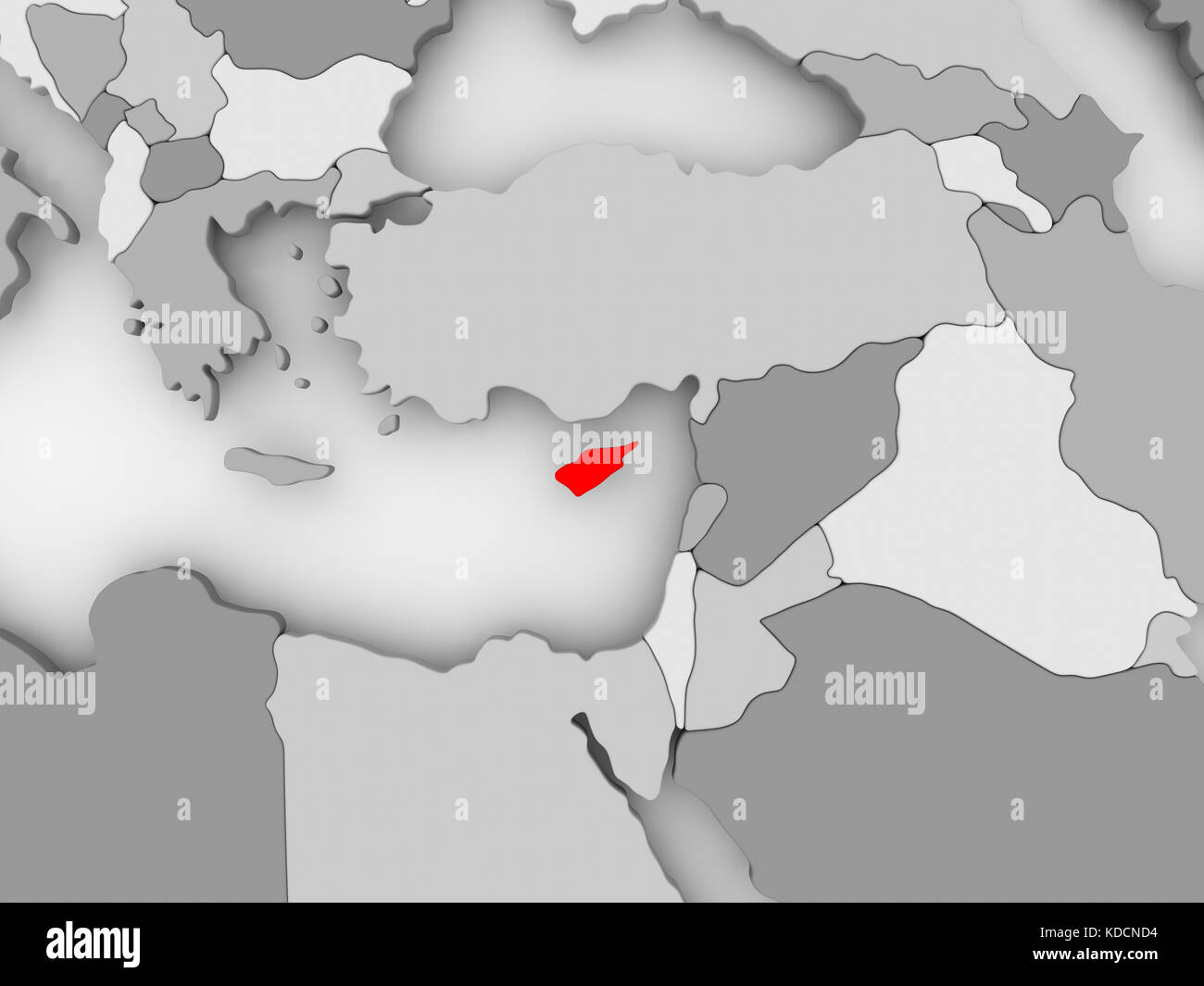 Cyprus in red on grey political map. 3D illustration Stock Photo - Alamy