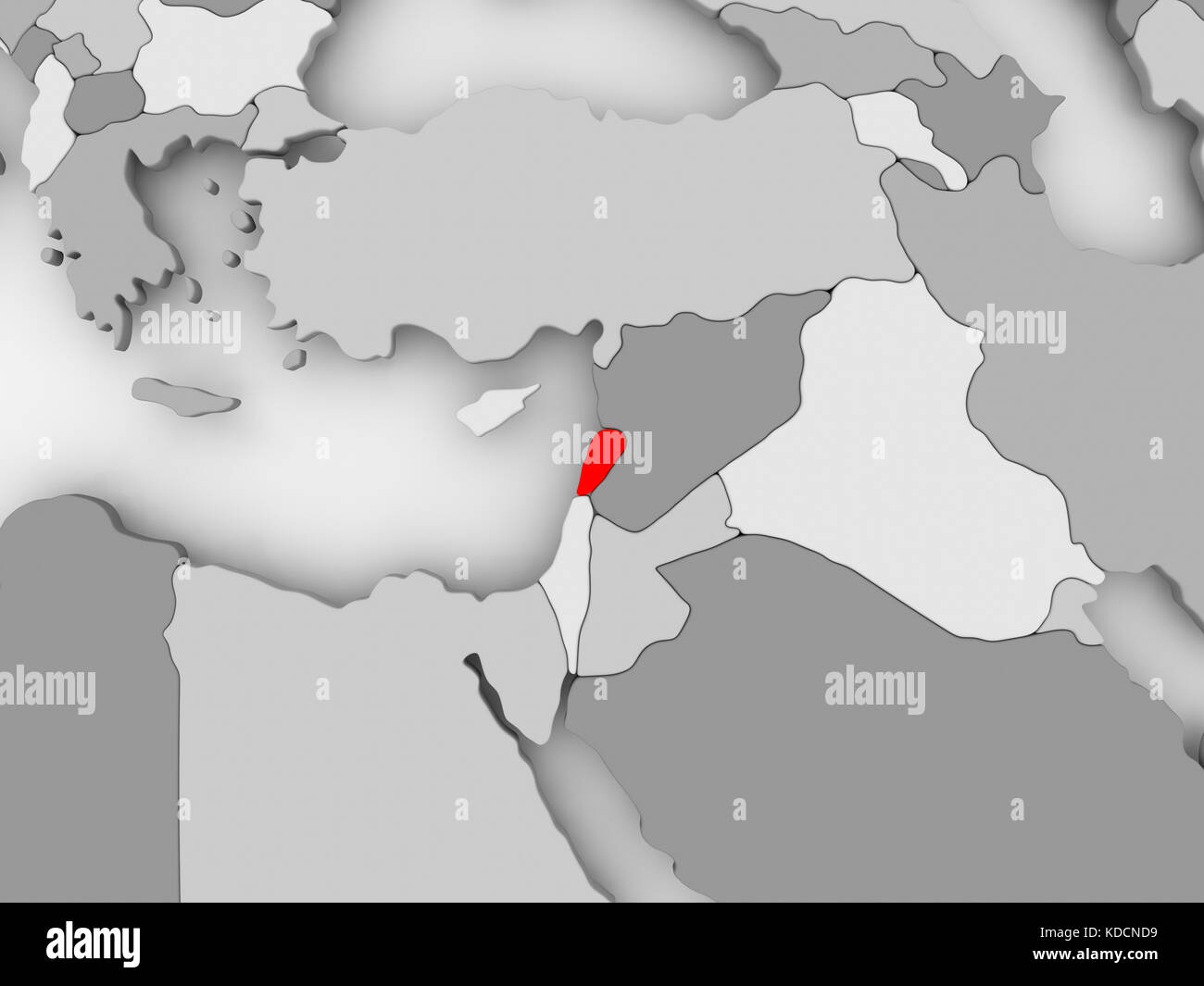 Lebanon in red on grey political map. 3D illustration Stock Photo - Alamy