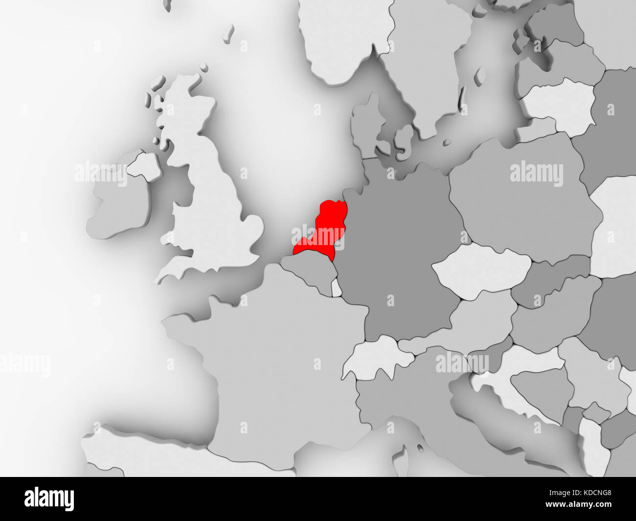 Netherlands in red on grey political map. 3D illustration Stock Photo ...
