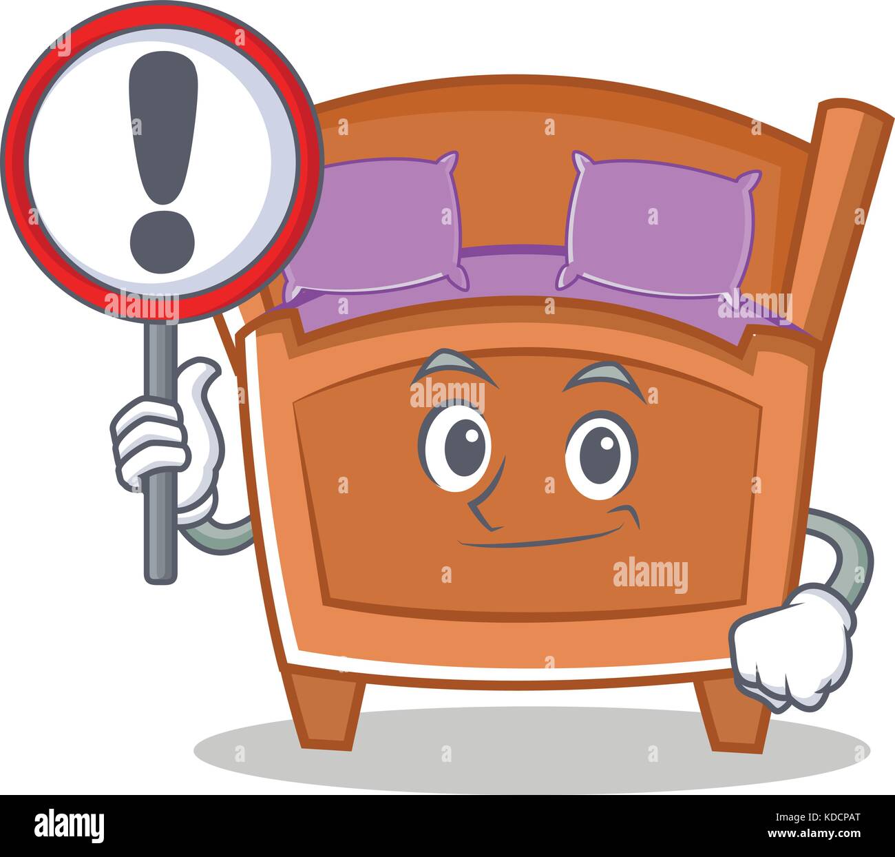 With sign cute bed character cartoon vector illustration Stock Vector ...