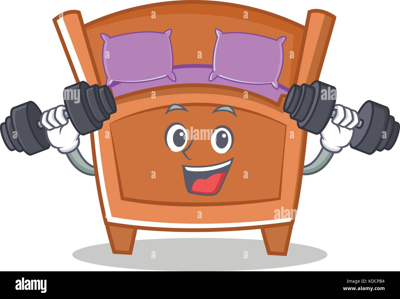 Fitness cute bed character cartoon vector illustration Stock Vector ...