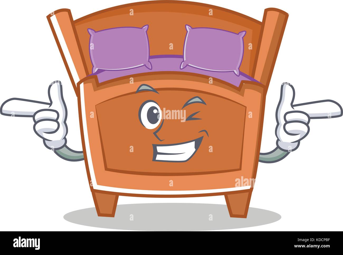 Wink cute bed character cartoon vector illustration Stock Vector Image ...