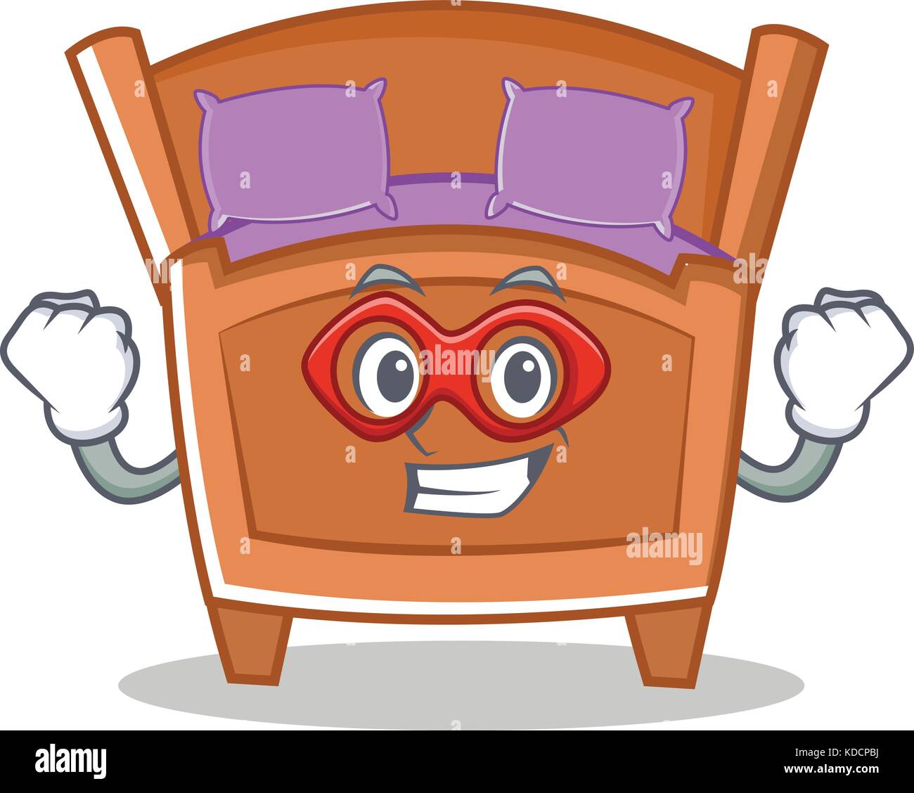 Super hero cute bed character cartoon vector illustration Stock Vector ...