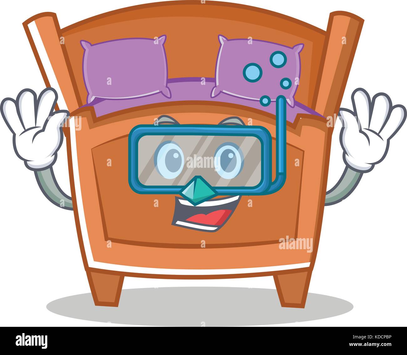 Diving cute bed character cartoon vector illustration Stock Vector ...