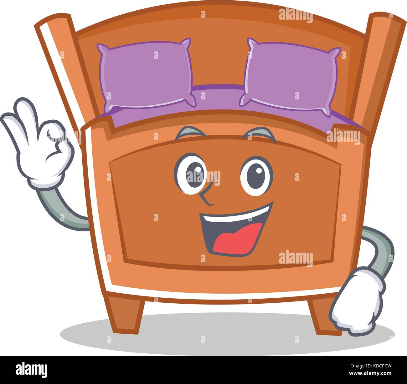Okay cute bed character cartoon vector illustration Stock Vector Image ...