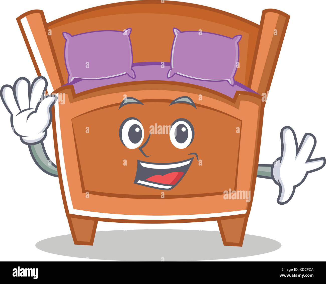 Waving cute bed character hi-res stock photography and images - Alamy