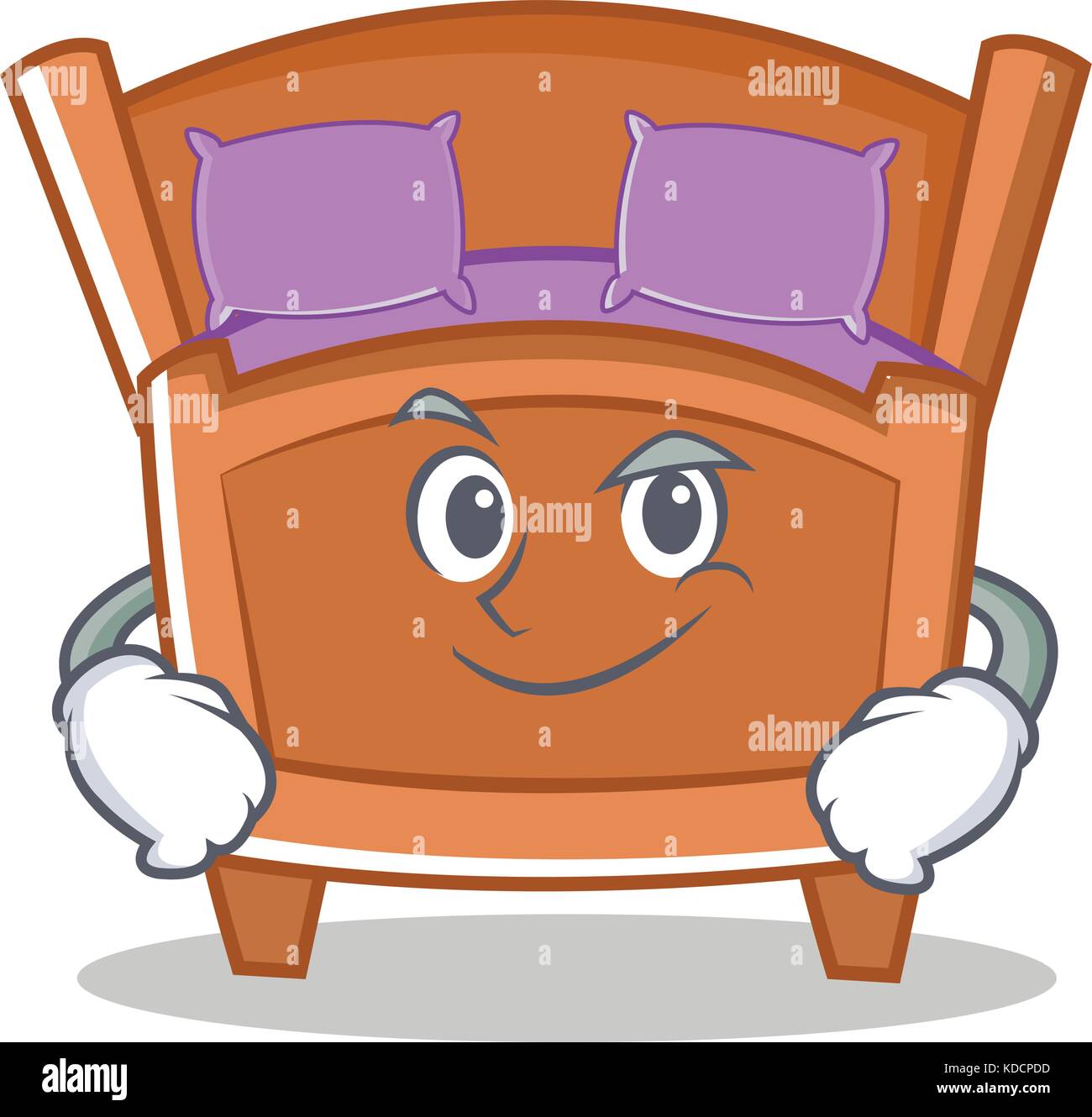 Smirking cute bed character cartoon vector illustration Stock Vector ...
