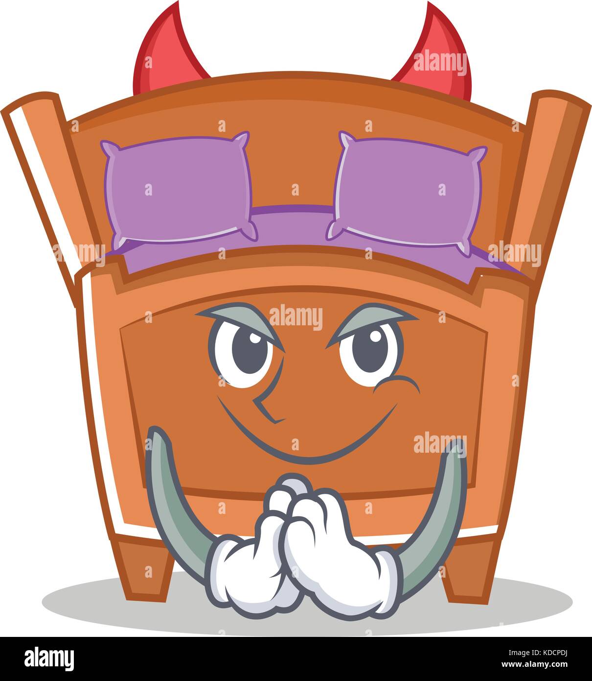 Devil cute bed character cartoon vector illustration Stock Vector Image ...