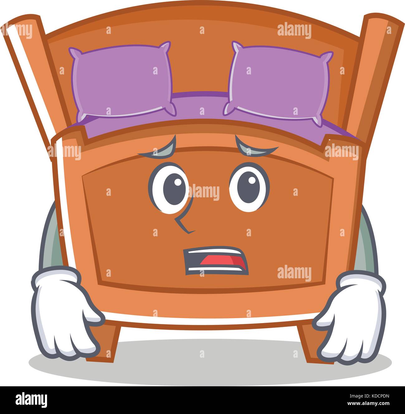 Afraid cute bed character cartoon vector illustration Stock Vector ...