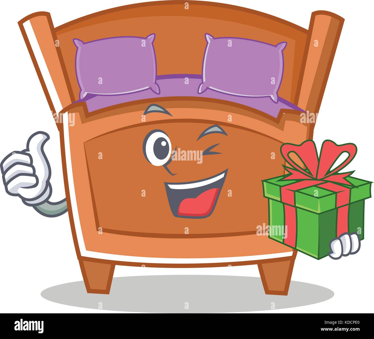 With gift cute bed character cartoon vector illustration Stock Vector ...