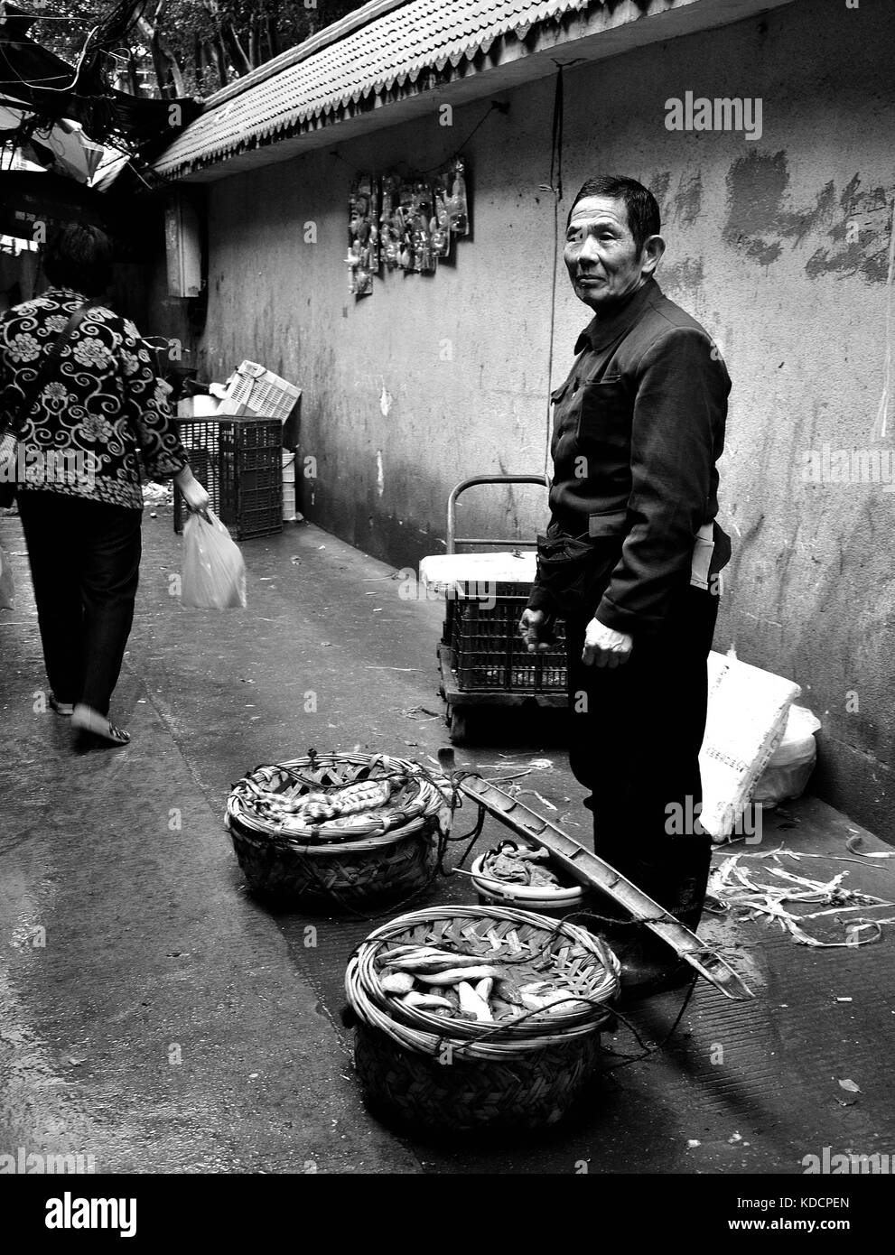 Vendor market stall selling Black and White Stock Photos & Images - Alamy