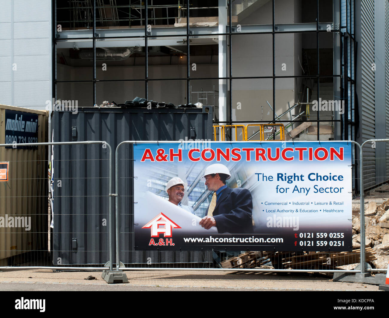 A and H construction site sign, new commercial warehouse and office ...