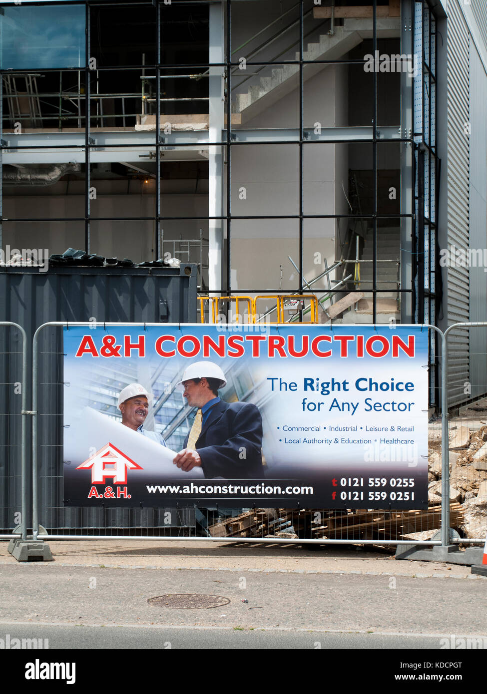 A and H construction site sign, new commercial warehouse and office ...