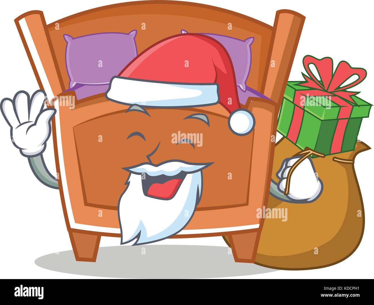 Santa cute bed character cartoon vector illustration Stock Vector Image ...
