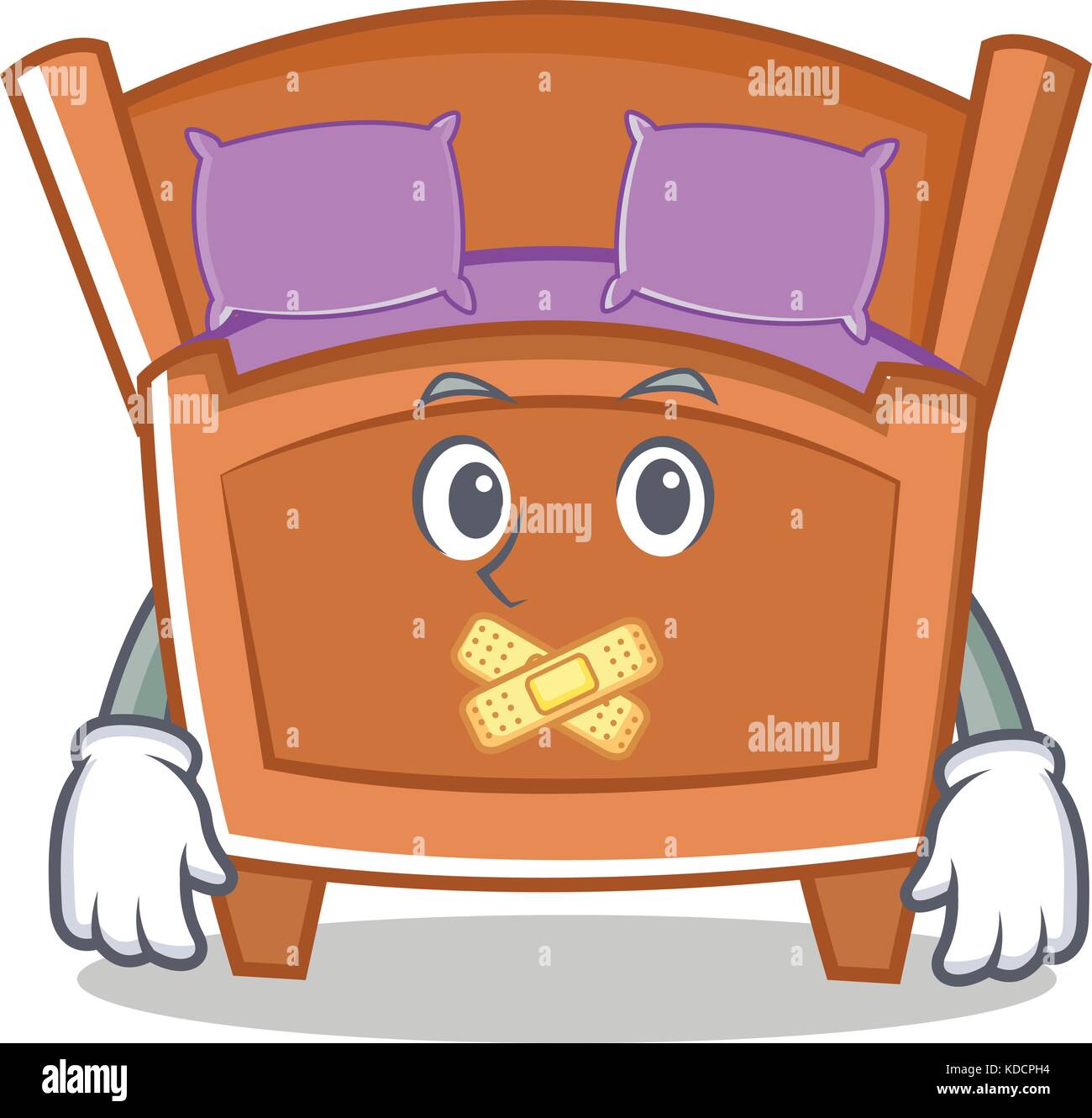 Silent cute bed character cartoon vector illustration Stock Vector ...
