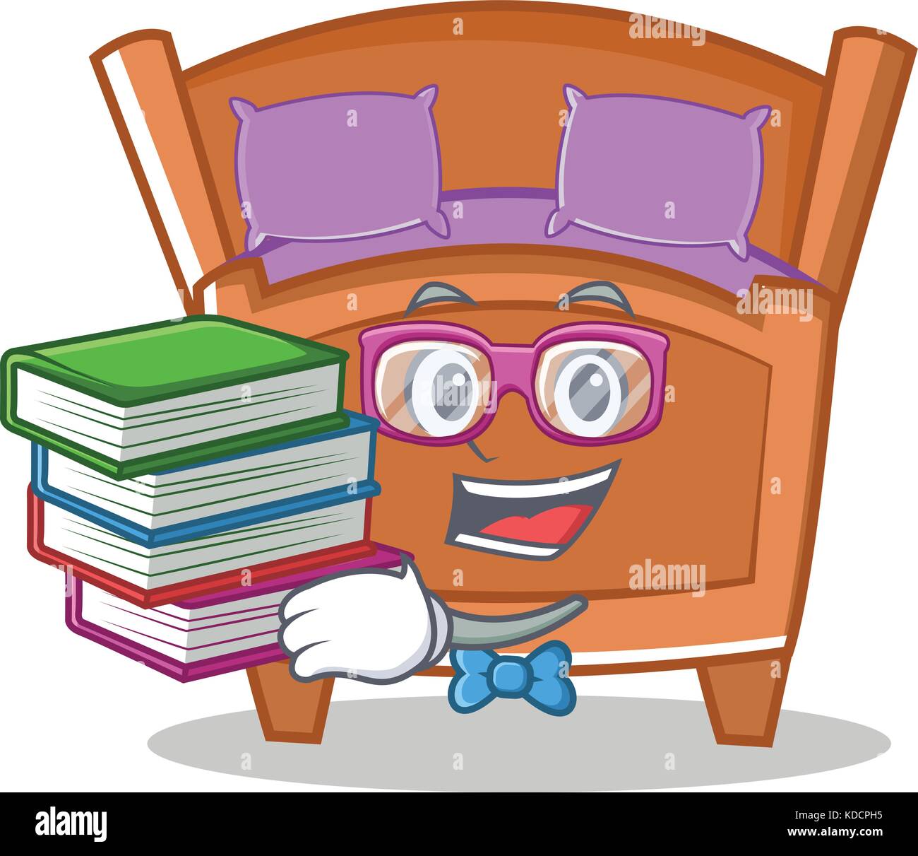 Geek cute bed character cartoon vector illustration Stock Vector Image ...