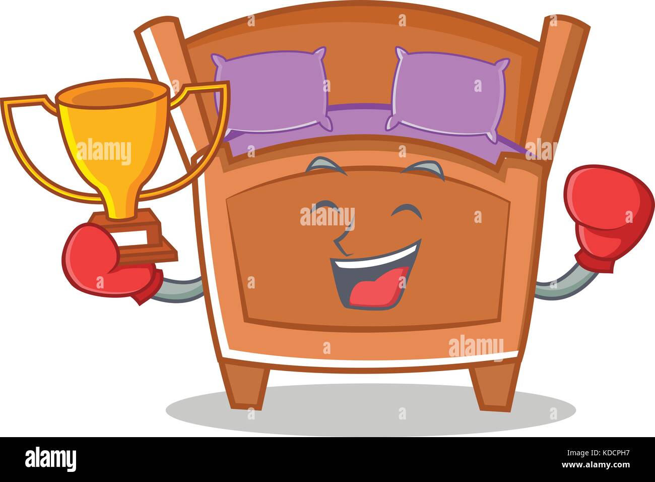 boxing cute bed character cartoon vector illustration Stock Vector ...