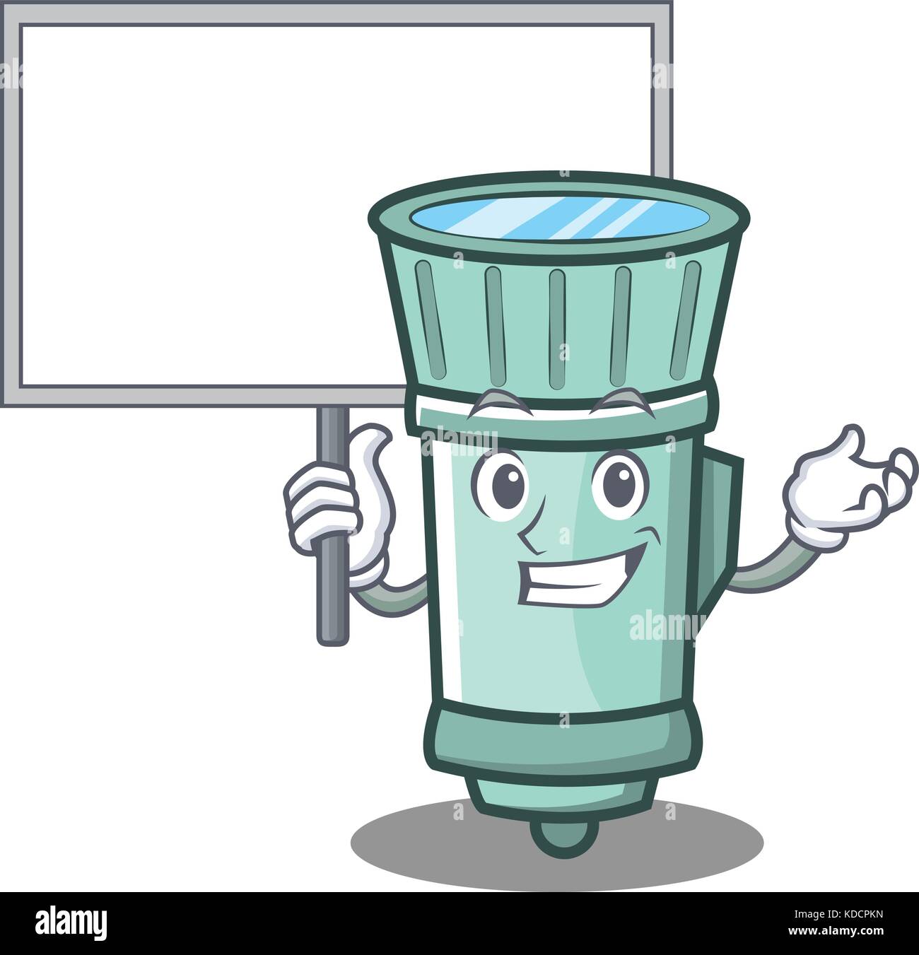 With board flashlight cartoon character style vector illustration Stock ...
